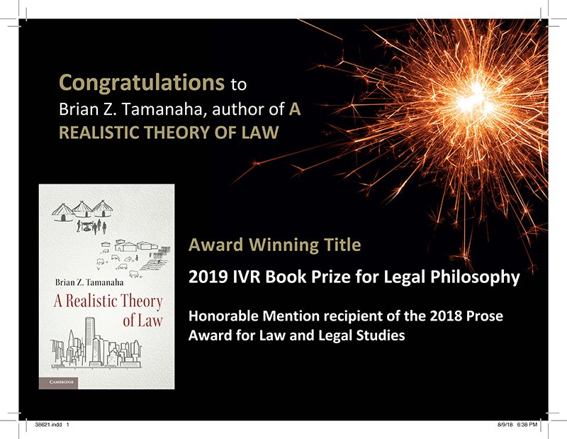 Professor Brian Tamanaha wins 2019 Book Prize for best book in Legal ...